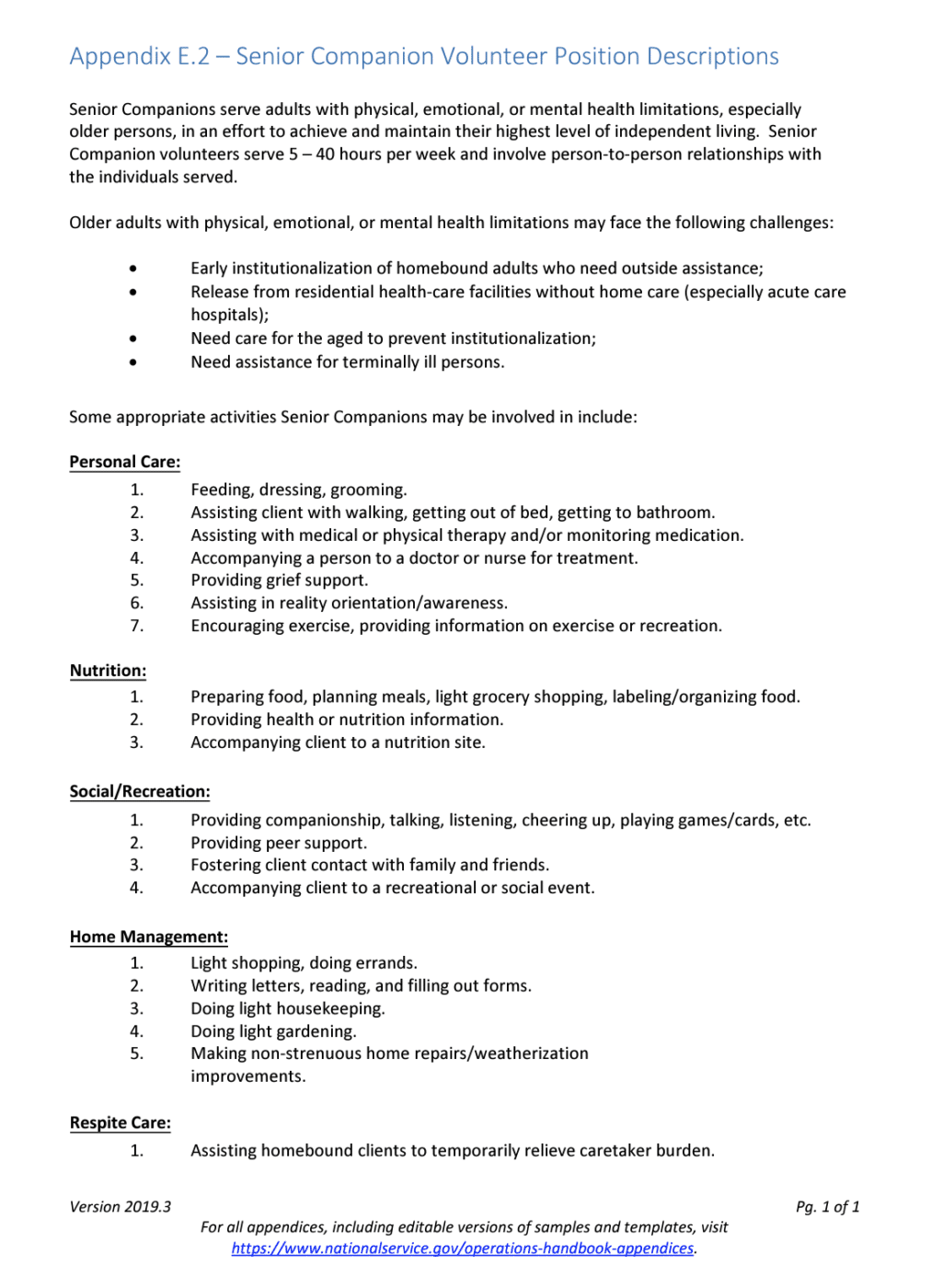 Senior Companion Volunteer Position Descriptions | ARCH National ...