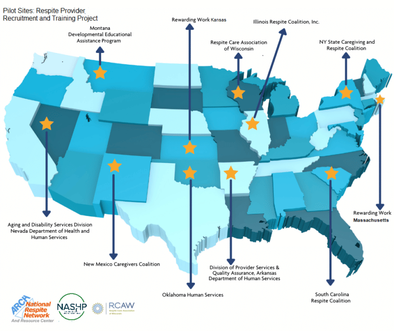 Pilot Sites MAP | ARCH National Respite Network & Resource Center